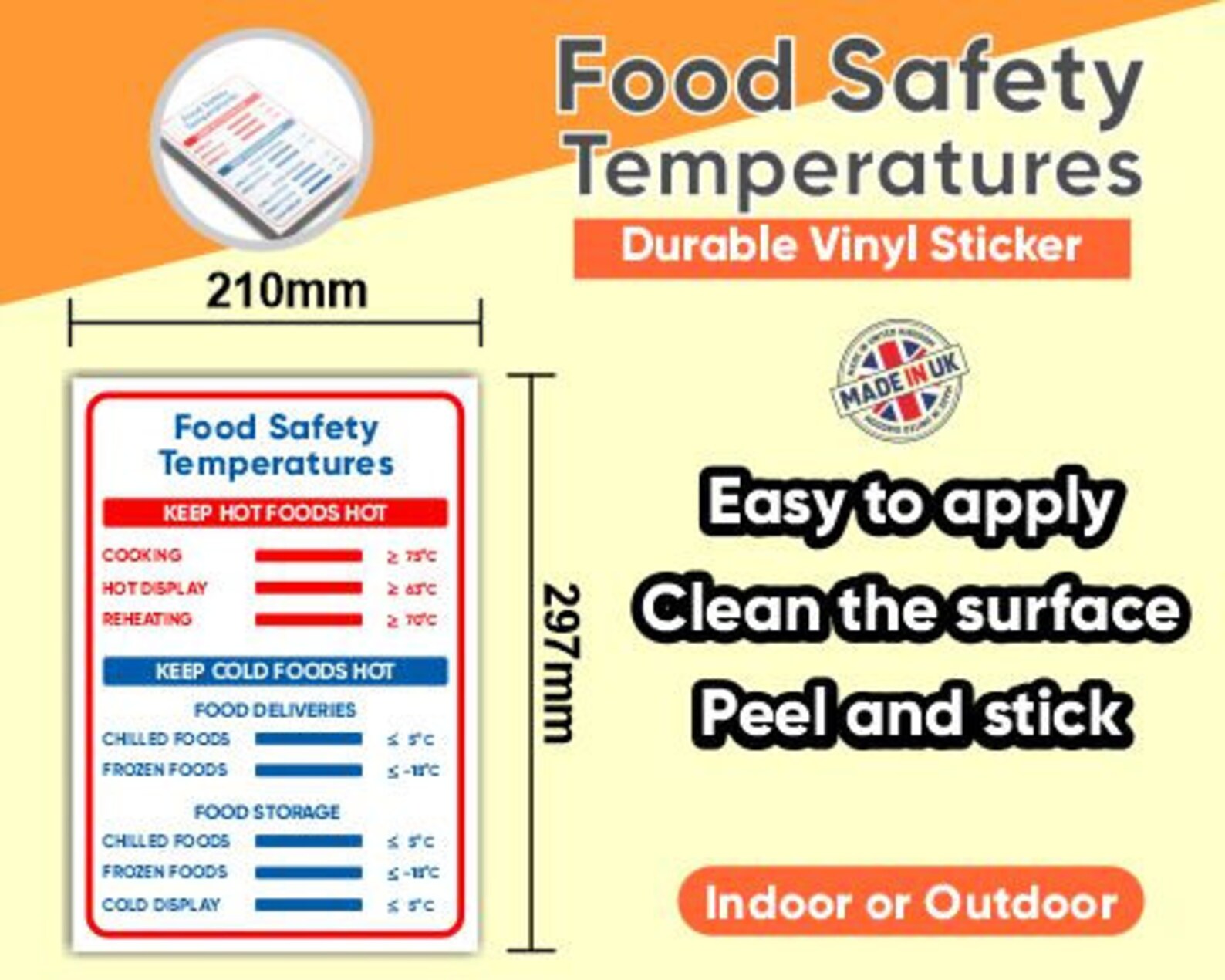 A4 Food Safety Checklist, Safety Temperatures, Prevent Cross ...