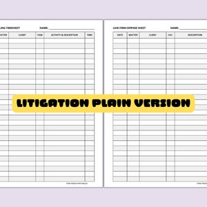 Paralegal Timesheet Printable: Law Office Time Tracker (PDF ...