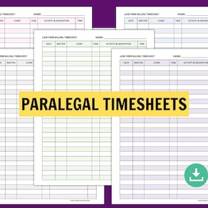 Paralegal Timesheet Printable: Law Firm Time Tracker (PDF) - Etsy