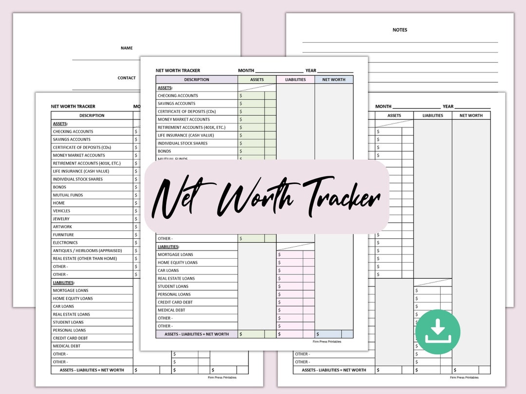Net Worth Tracker Wealth Tracker Asset Tracker Debt Tracker Credit ...