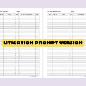 Paralegal Timesheet Printable: Law Office Time Tracker (PDF ...