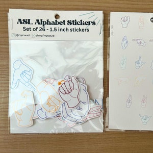 ASL Alphabet Sticker Set Sign Language Audiology Speech Therapy Hearing ...