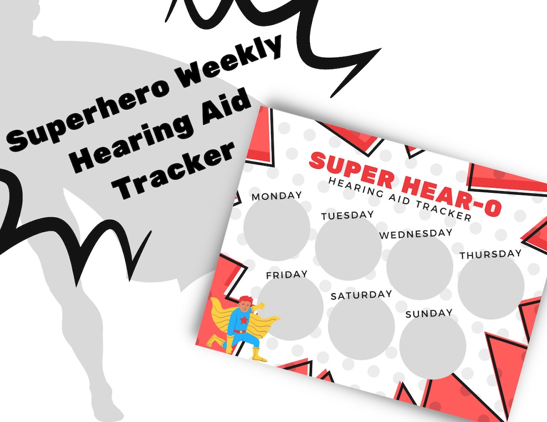 Superhero Hearing Aid Tracker: Pediatric Hearing Loss Chart (digital ...