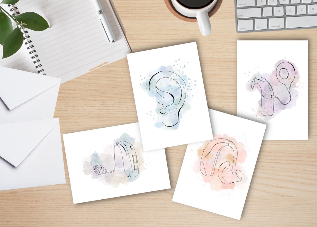 Boxed Notecard Set of 10 Watercolor Audiology Notecards 4.25x5.5 ...