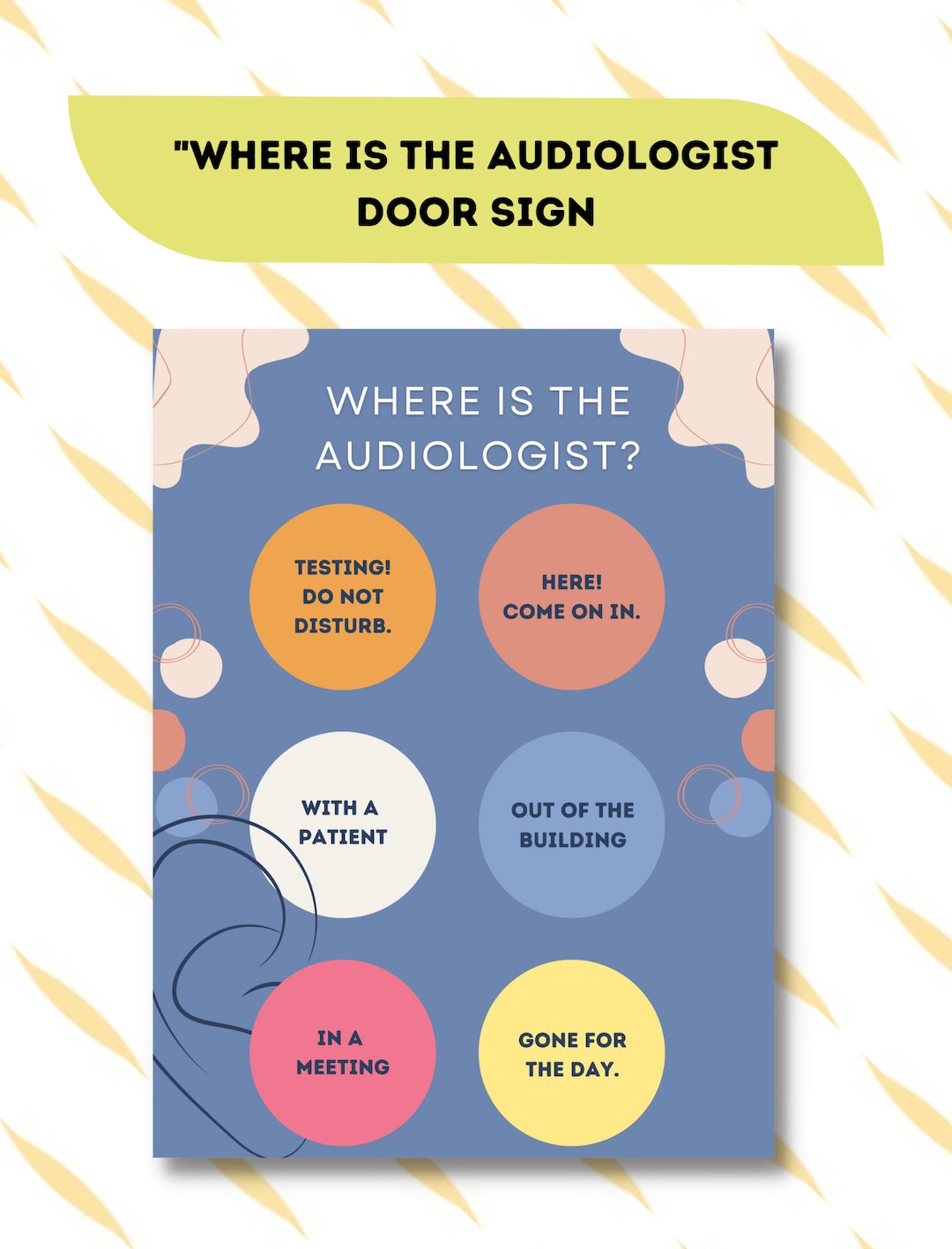 Audiologist Office Door Sign: Geometric ENT Decor (PDF Download) - Etsy