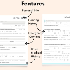 Audiology Intake Form Printable | Instant Download | Audiology Form ...
