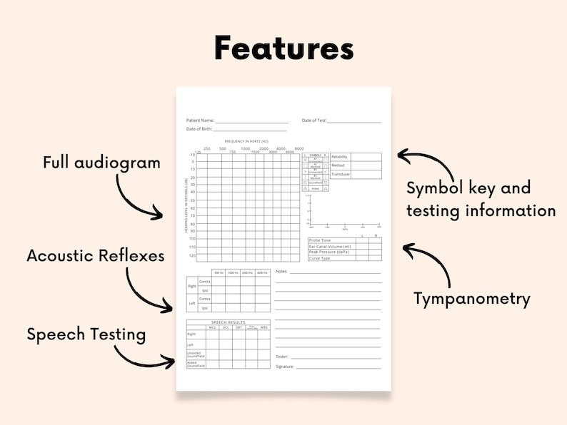 Complete Hearing Test Printable | Audiology | Audiology Forms | Ear ...