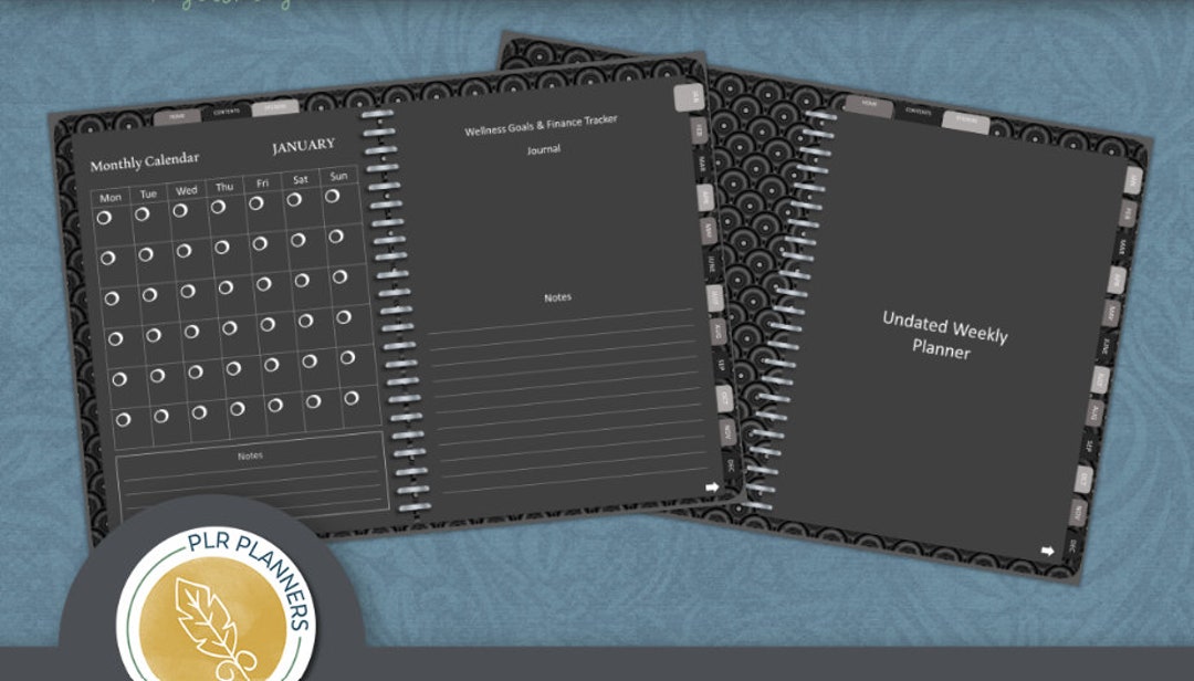 Black Undated Weekly Digital Planner - Etsy