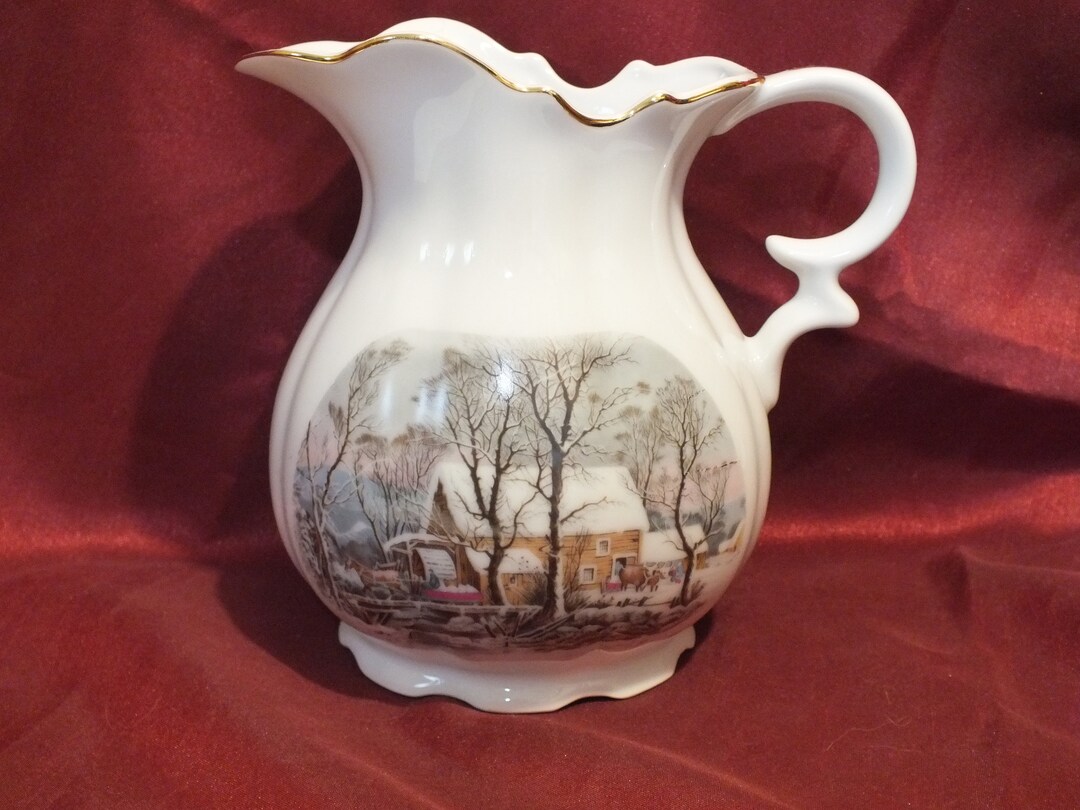 Avon Currier and Ives Water Pitcher From the 1970's - Etsy