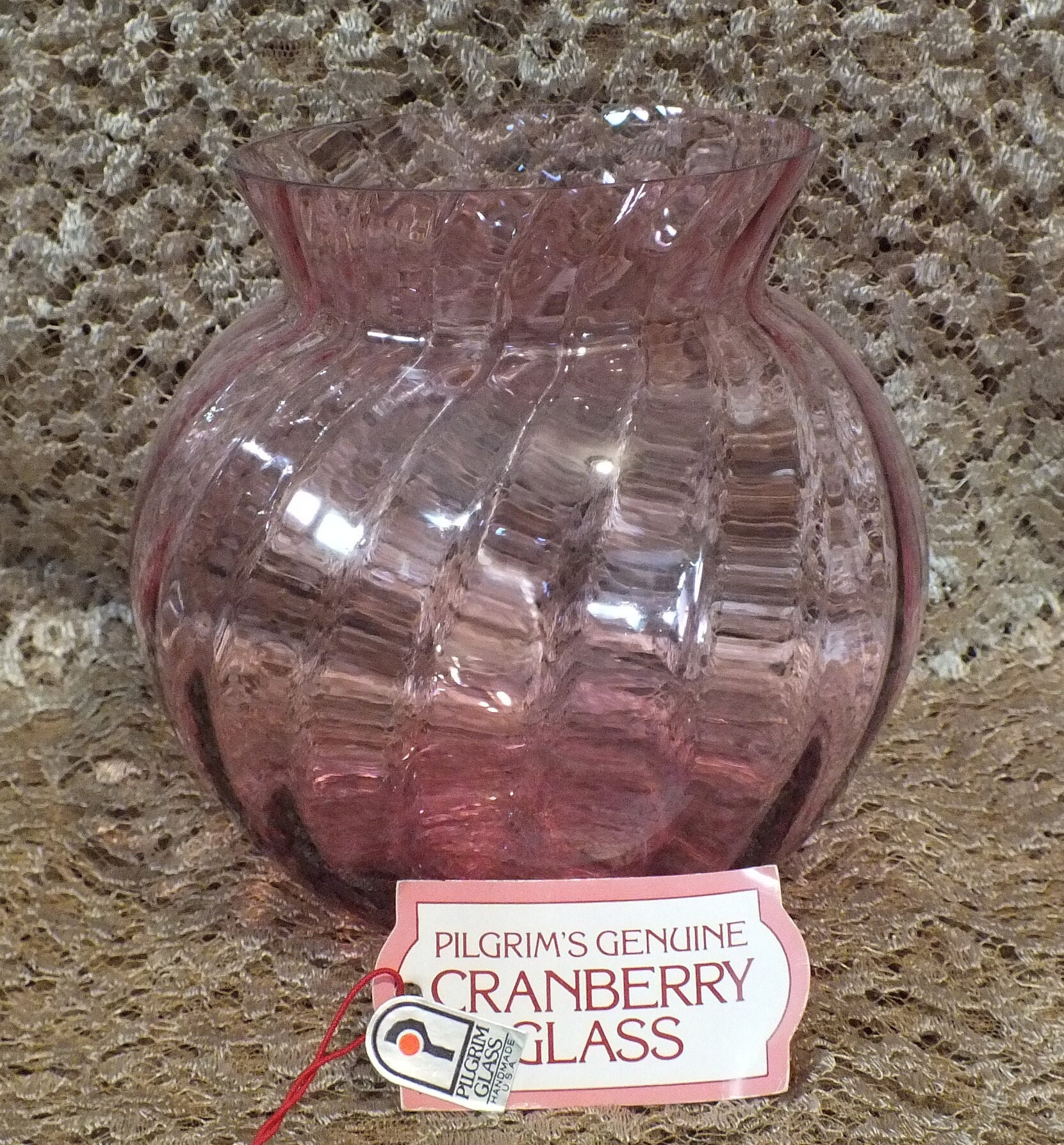 Pilgrim Glass Cranberry Glass Rose Bowl - Etsy