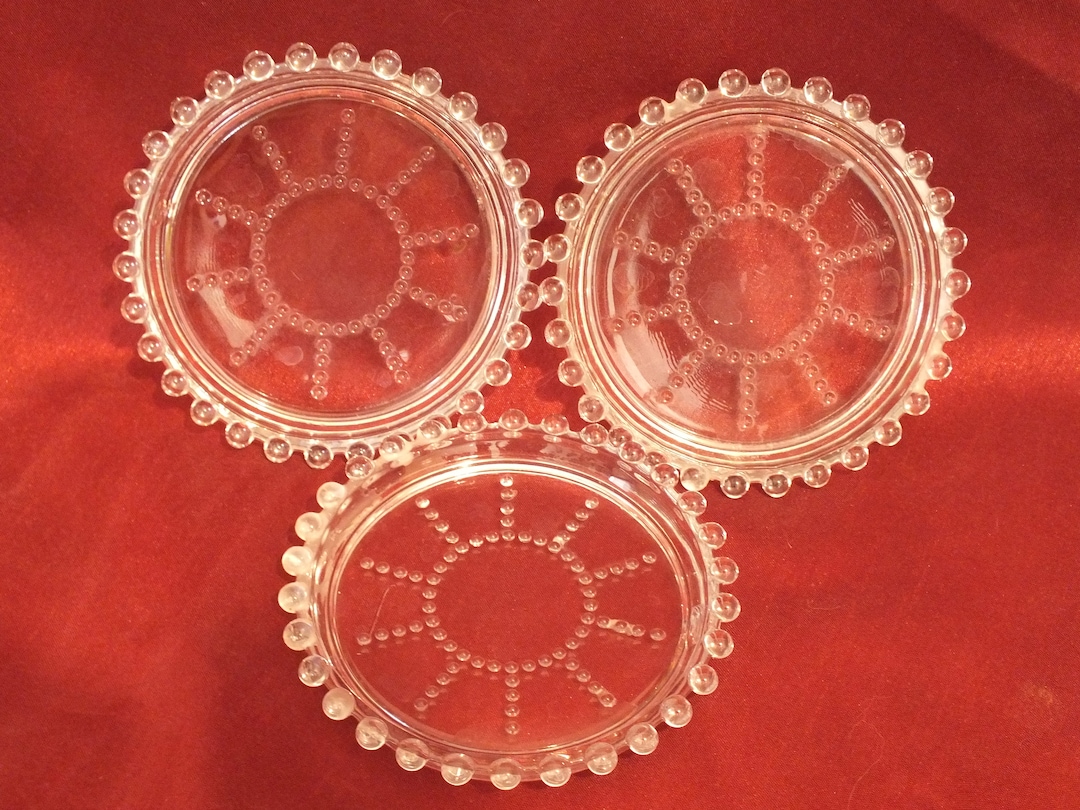 3 Imperial Candlewick Clear Glass Coasters - Etsy