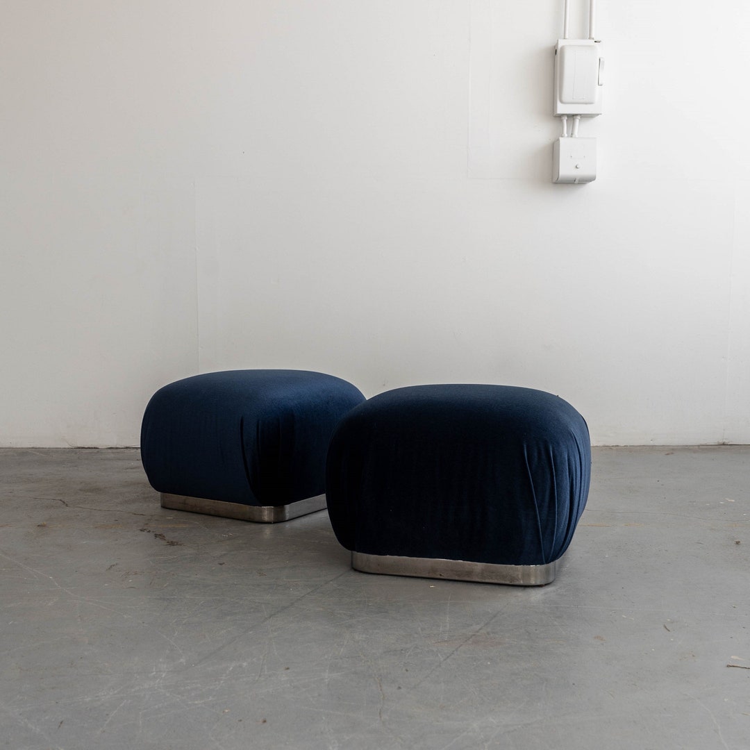 Karl Springer Pouf Ottomans a Pair - Etsy