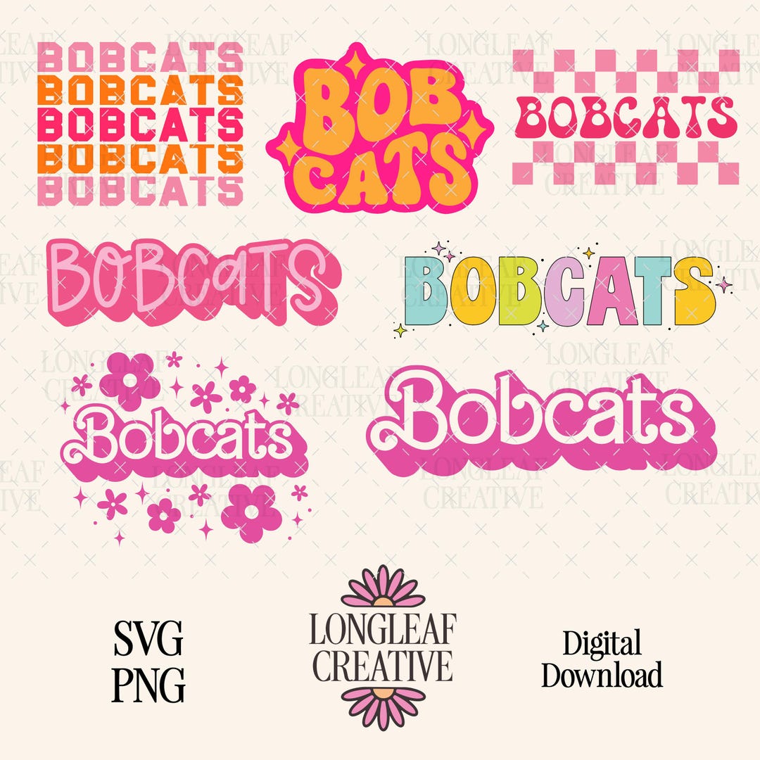 Bobcats Mascot SVG PNG Bundle Digital Download - Set of 13 Mascot ...