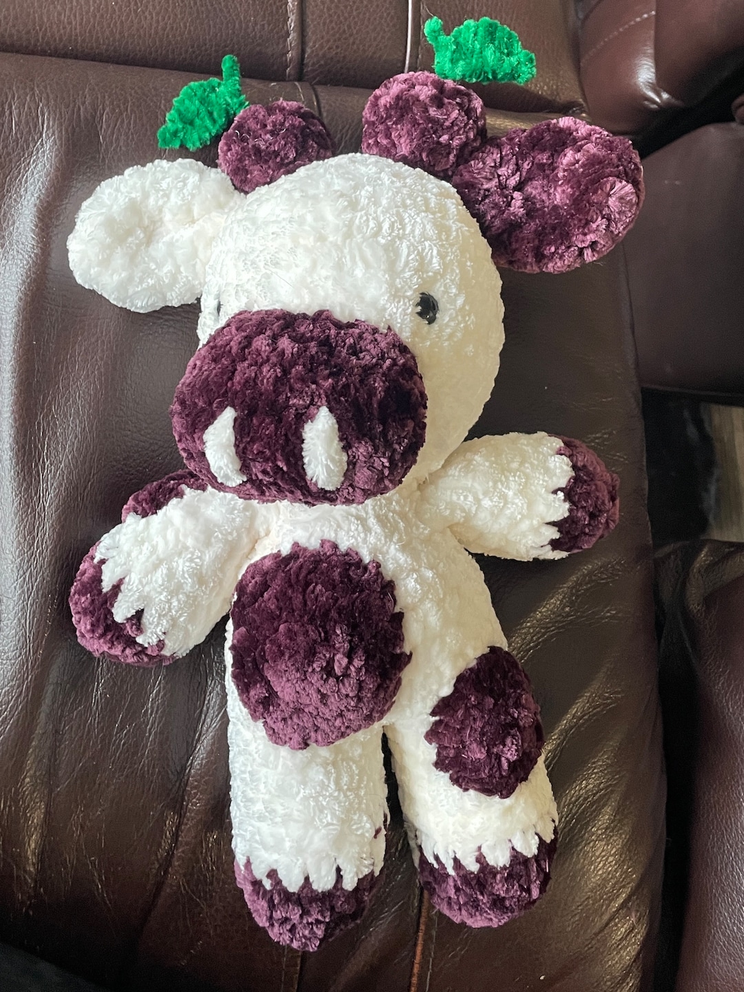 Dark Cherry Cow! Adorable Hand Crocheted Plush. Amigurumi Stuffed Toy ...