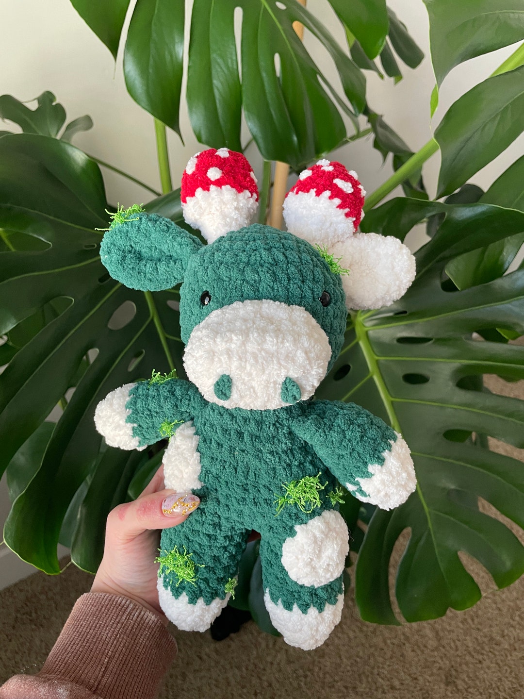 Forest Cow Plush, Cottage Core, Mushroom Cow, Crochet Amigurumi Cow ...