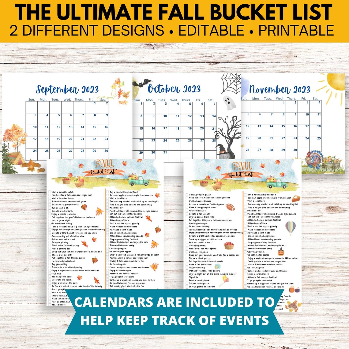 Ultimate Fall Bucket List With FREE Seasonal Calendars | EDITABLE ...