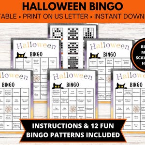Halloween Scavenger Hunt Bingo W/ 25 Unique Cards for Adults, Teens ...
