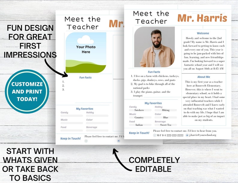 EDITABLE Minimalistic Meet the Teacher Template Back to - Etsy