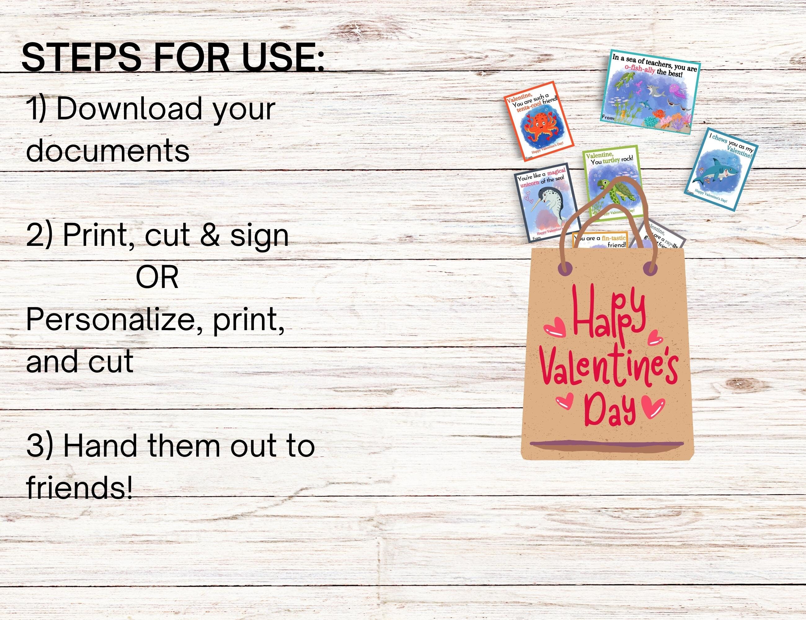 Personalizable Under the Sea Kids Valentine Cards | Set of 12 + Teacher ...