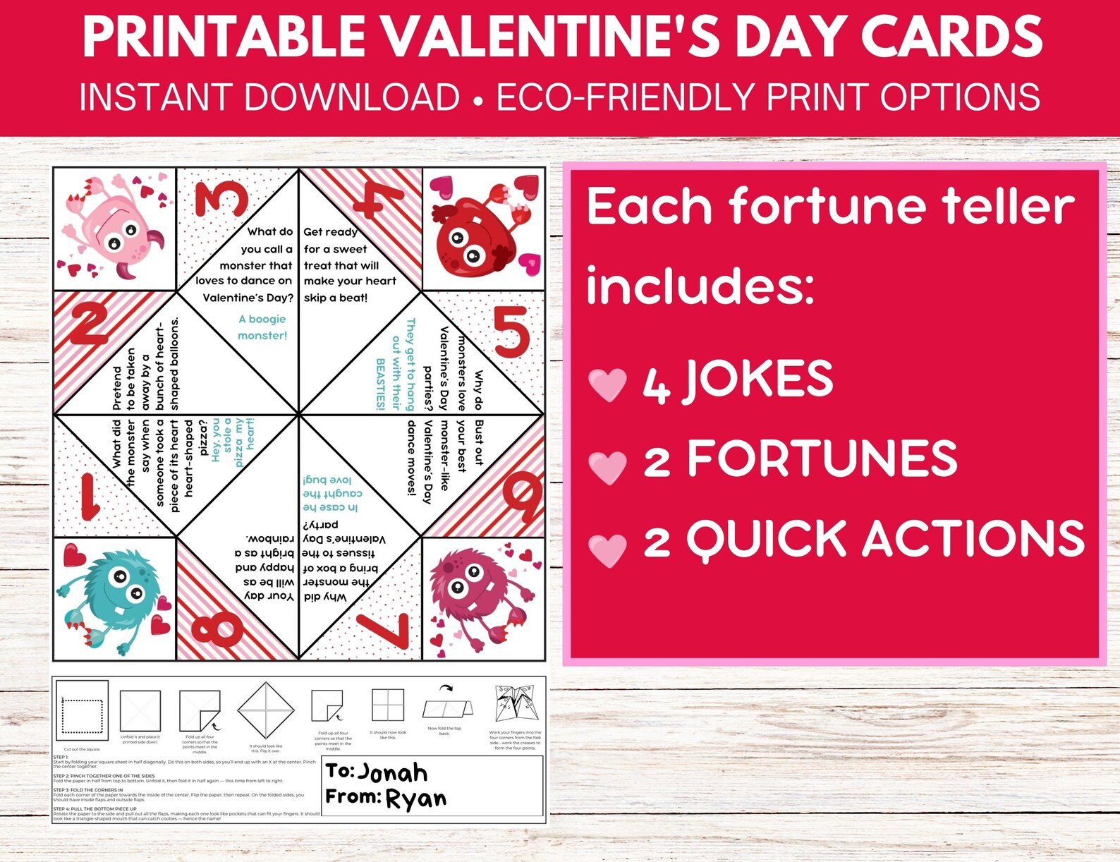 Cootie Catcher Printable Valentine's Day Cards for Kids | Fortune ...