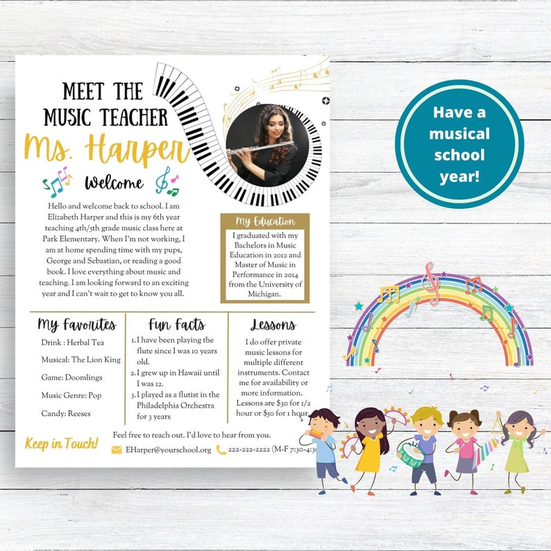 Meet the Music Teacher Template Editable | Printable Music Teacher ...