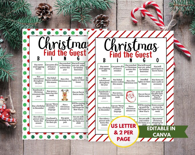 Editable Jingle and Mingle Bingo, Fun Icebreaker Game for a Holiday ...