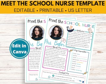 Meet the School Nurse Letter Printable Back to School Note Editable ...