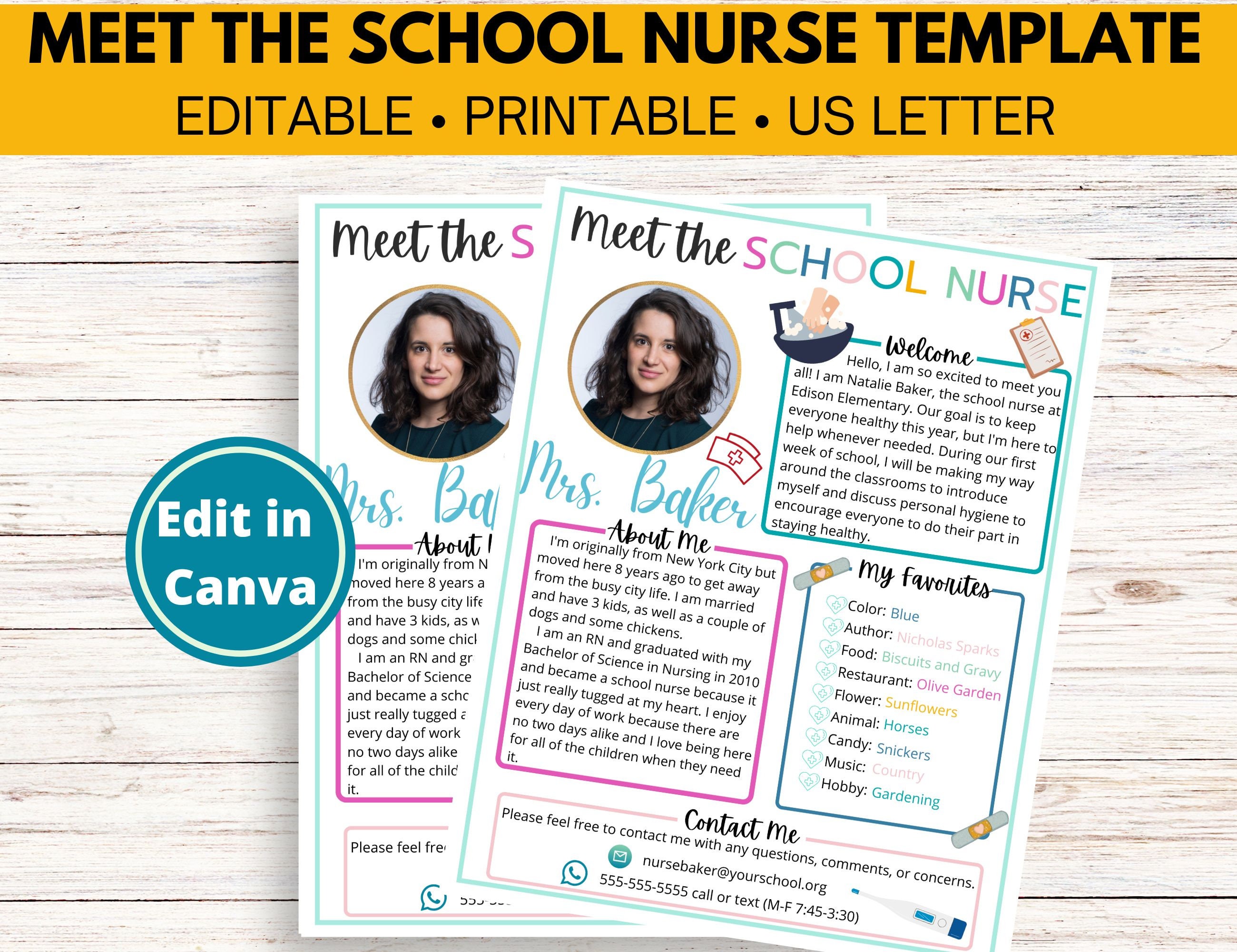 Meet the School Nurse Template | Back to School Printable Welcome ...
