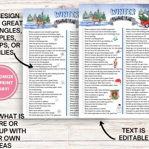 Editable Winter Bucket List With FREE Seasonal Calendars | Printable ...