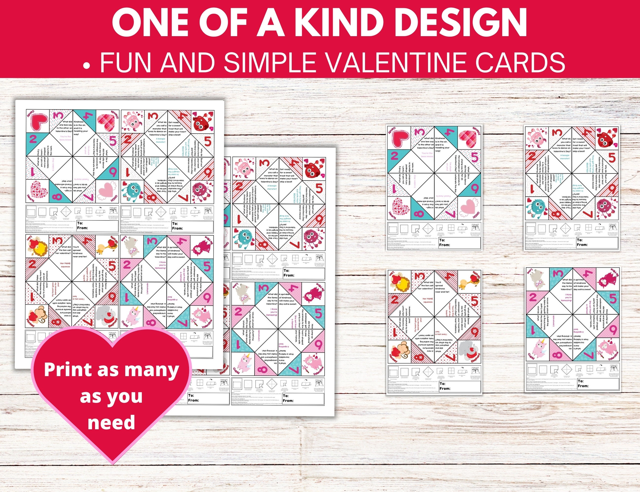 Cootie Catcher Printable Valentine's Day Cards for Kids Fortune Teller ...