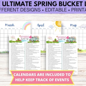 Editable Spring Bucket List With FREE Seasonal Calendars | Printable ...