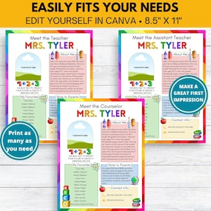 EDITABLE Meet the Principal Template | Rainbow Back to School Printable ...