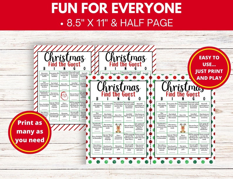 Editable Christmas Find the Guest Bingo | Printable Office Party Game ...