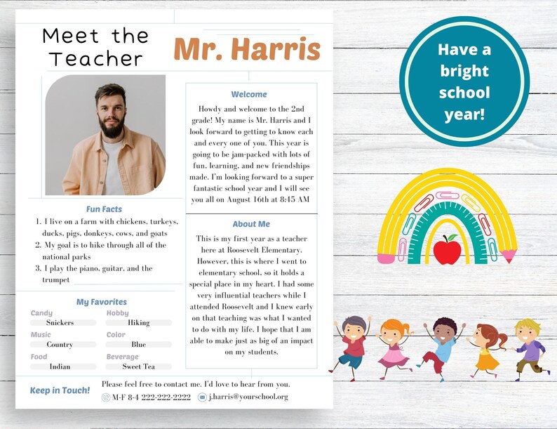 EDITABLE Minimalistic Meet the Teacher Template Back to - Etsy