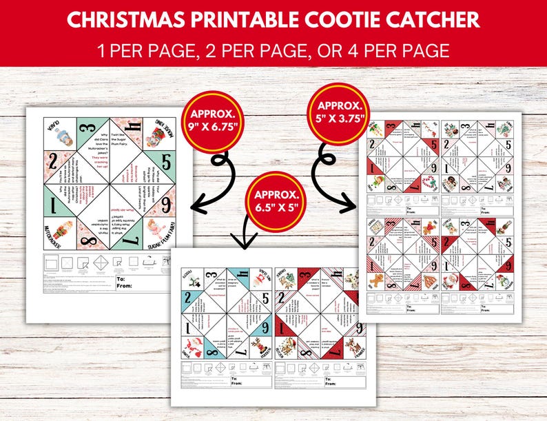Bundle of 8 Christmas Printable Fortune Tellers- 8 Festive Designs, 3 ...