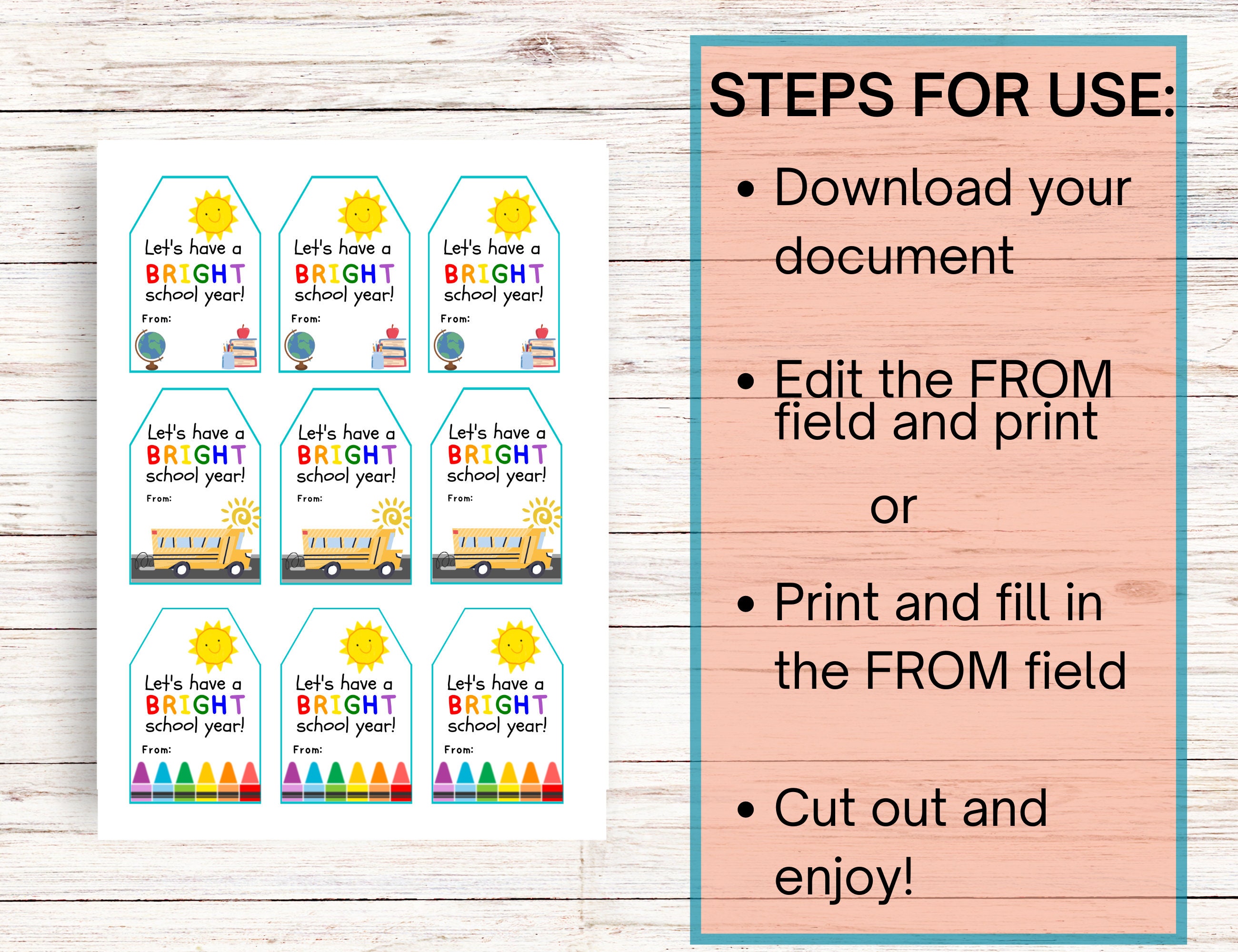 Let's Have A Bright School Year Editable Gift Tags | First Day of ...
