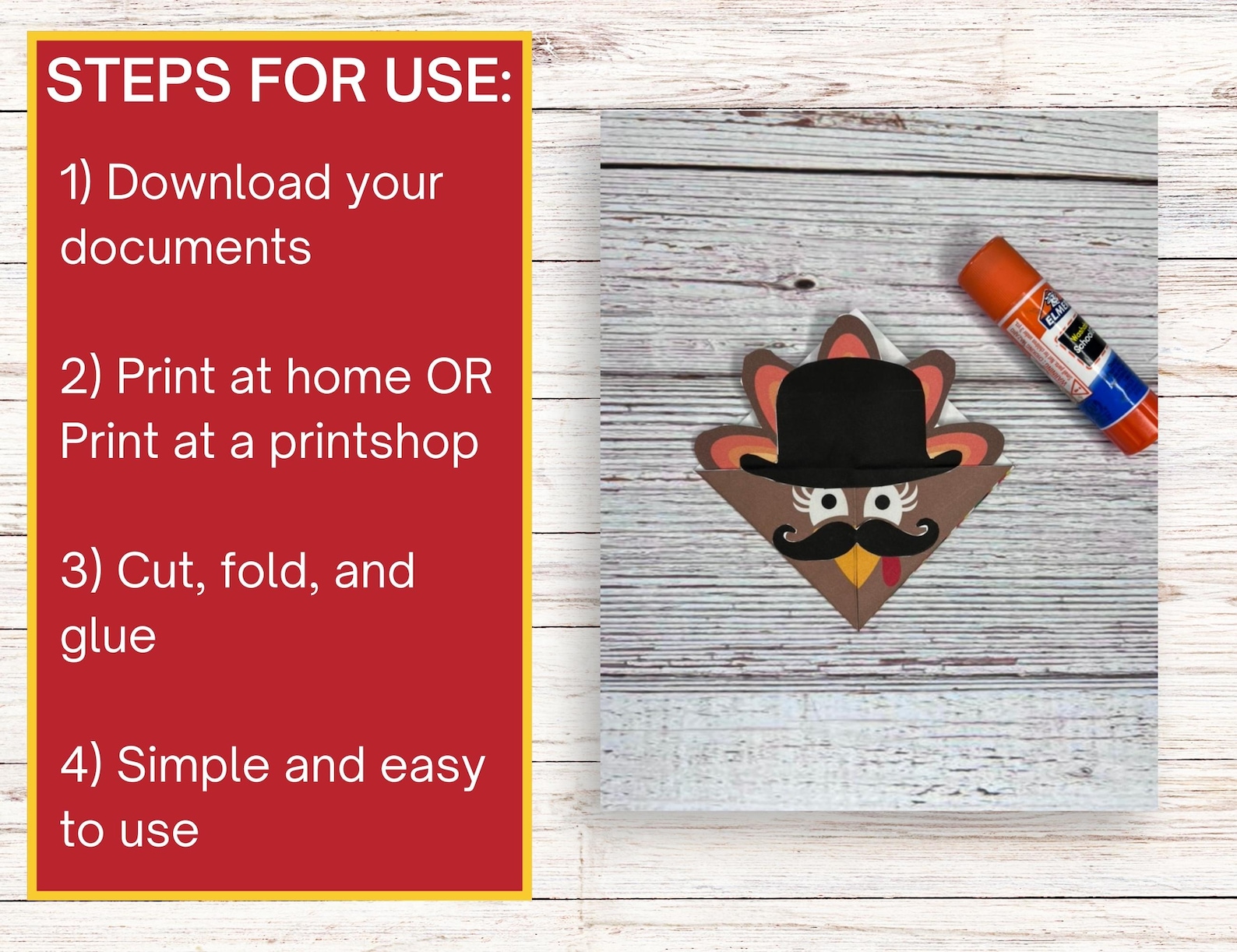 Printable Turkey Corner Bookmarks for Thanksgiving – DIY Origami Kit ...