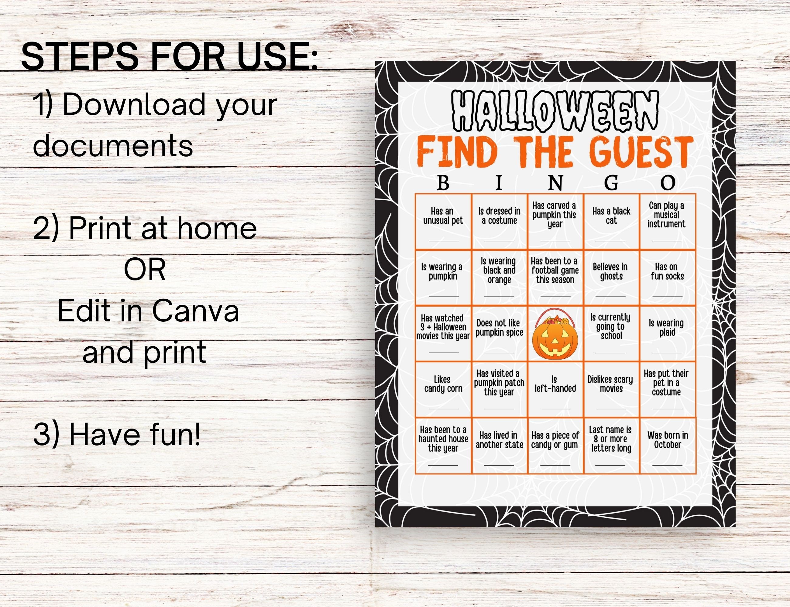Editable Halloween Find the Guest Bingo | Printable Halloween Game ...
