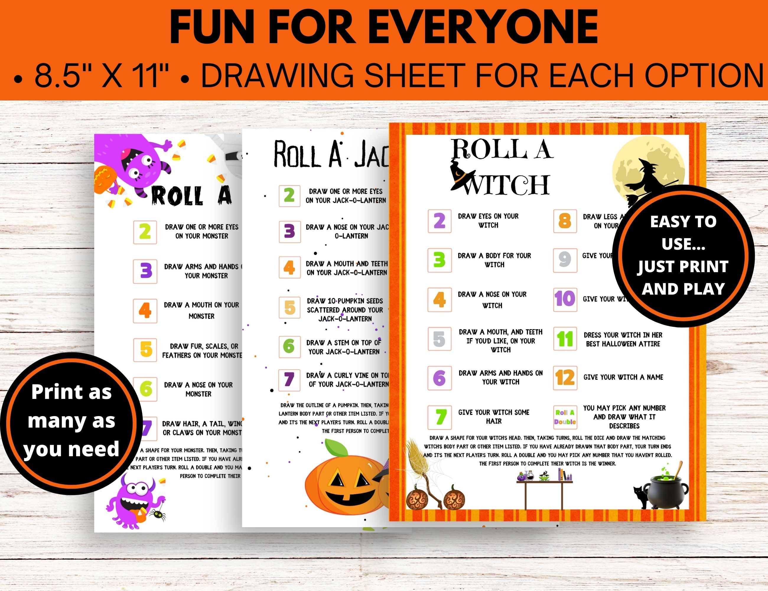Halloween Roll a Dice Game Bundle Roll a Monster Roll Jack-o-lantern ...