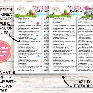 Editable Spring Bucket List With FREE Seasonal Calendars Printable ...