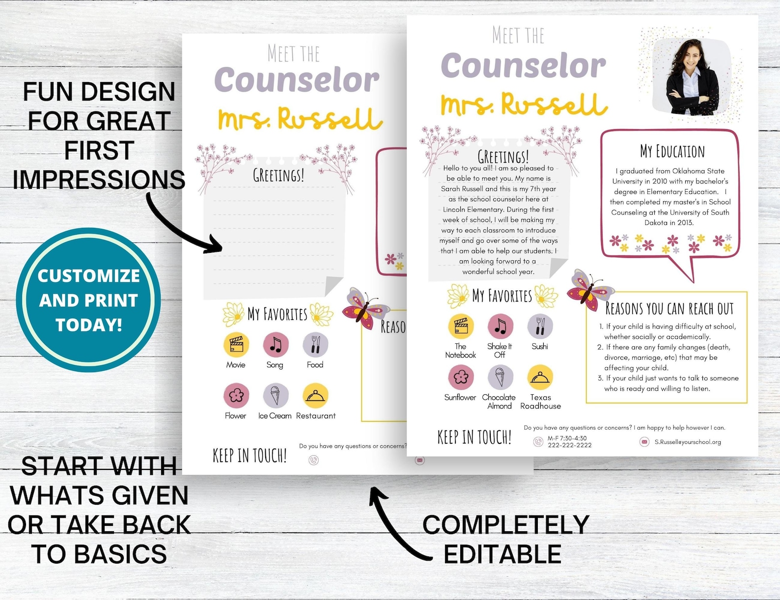 Meet the School Counselor EDITABLE Template | Customizable Meet Your ...