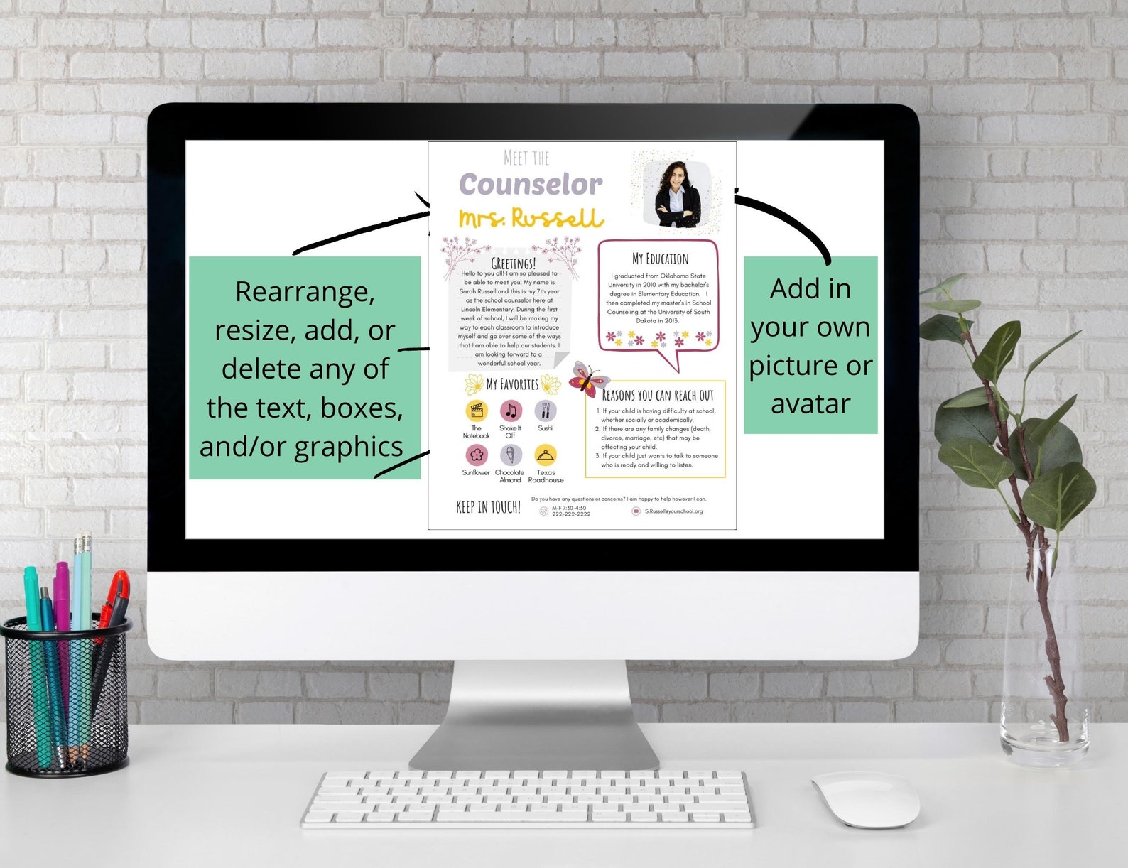 Meet the School Counselor EDITABLE Template | Customizable Meet Your ...