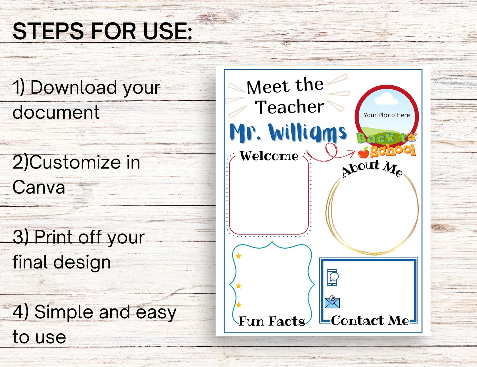 Neutral Meet the Teacher Template Back to School Printable Welcome ...
