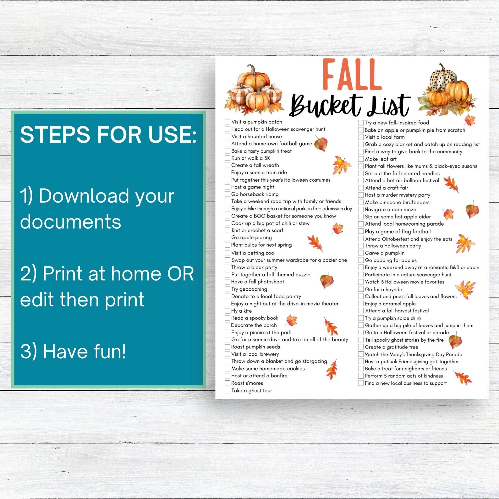 Editable Fall Bucket List | Printable Autumn Bucket List | Fall Bucket List Template | Fall ...