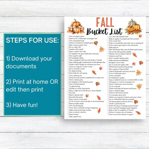Editable Fall Bucket List | Printable Autumn Bucket List | Fall Bucket ...