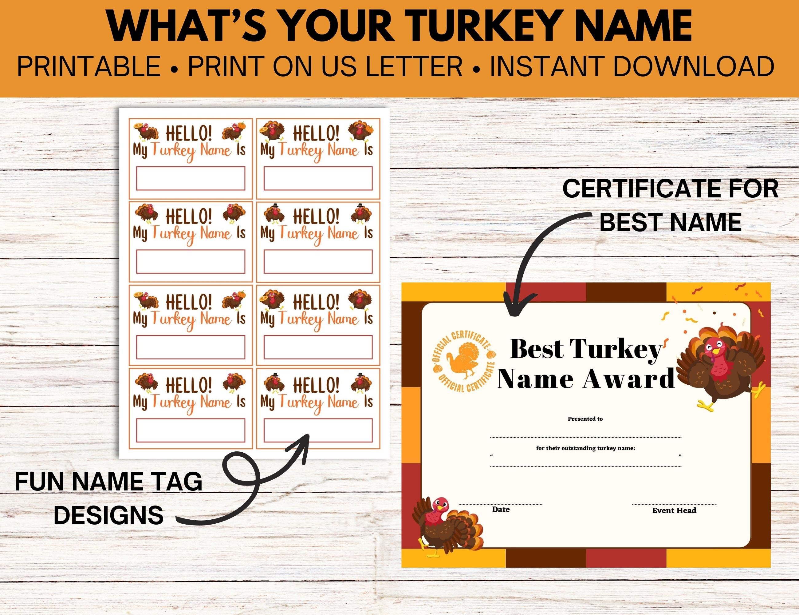 What's Your Turkey Name Game Printable Family Thanksgiving Game ...