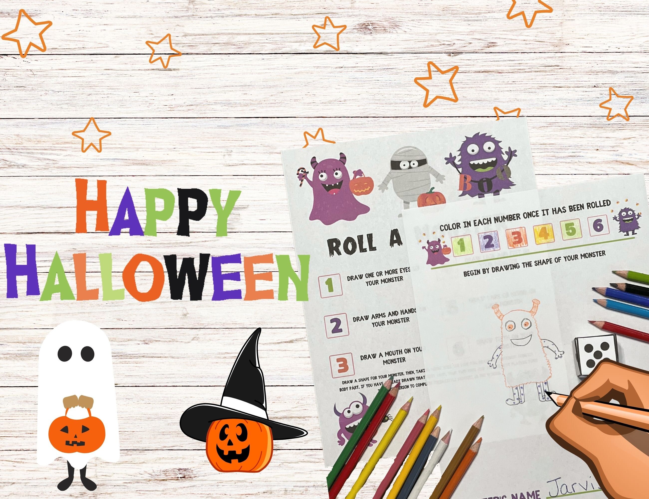 Halloween Roll a Dice Game Bundle Roll a Monster Roll Jack-o-lantern ...