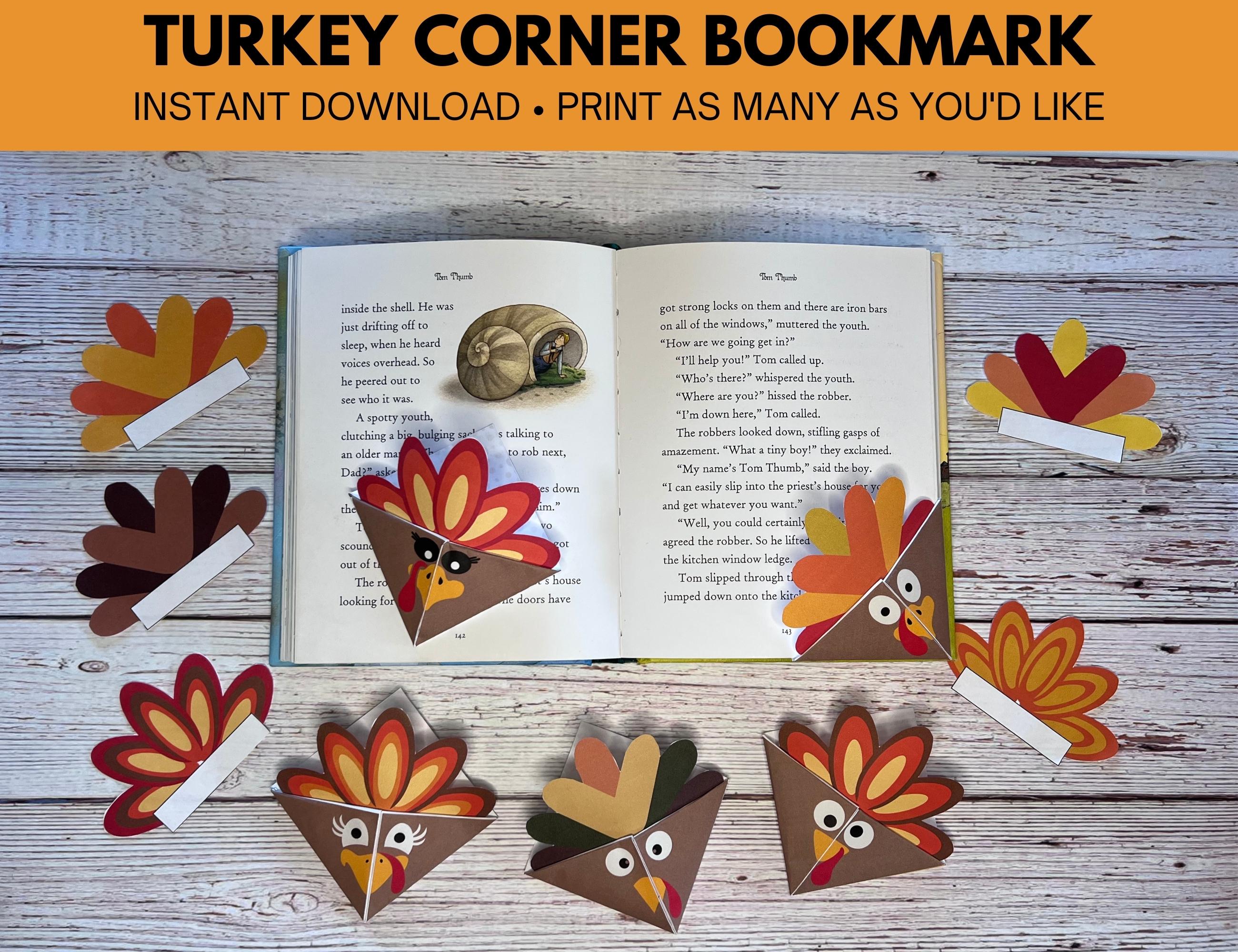 Printable Turkey Corner Bookmarks for Thanksgiving – DIY Origami Kit ...