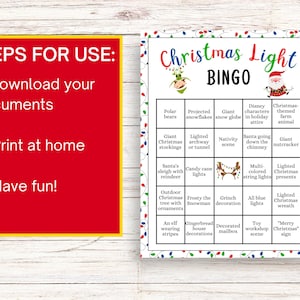 Christmas Light Bingo With 25 Cards | Printable Christmas Party Game ...