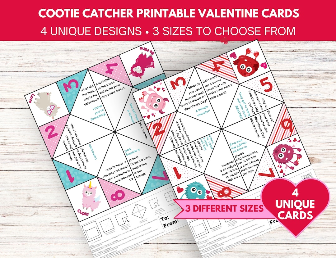Cootie Catcher Printable Valentine's Day Cards for Kids | Fortune ...